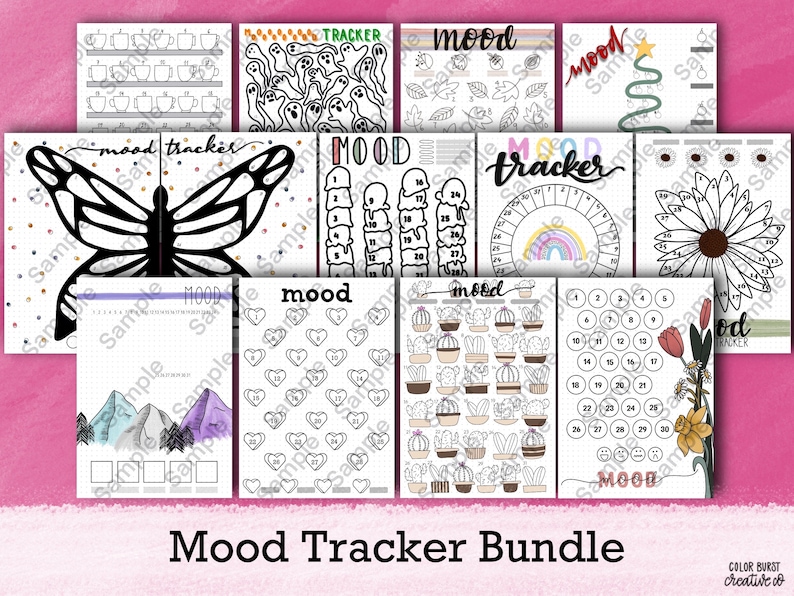 Mood Tracker Bundle - 12 Printable Monthly Mood Tackers - Full Year of ...