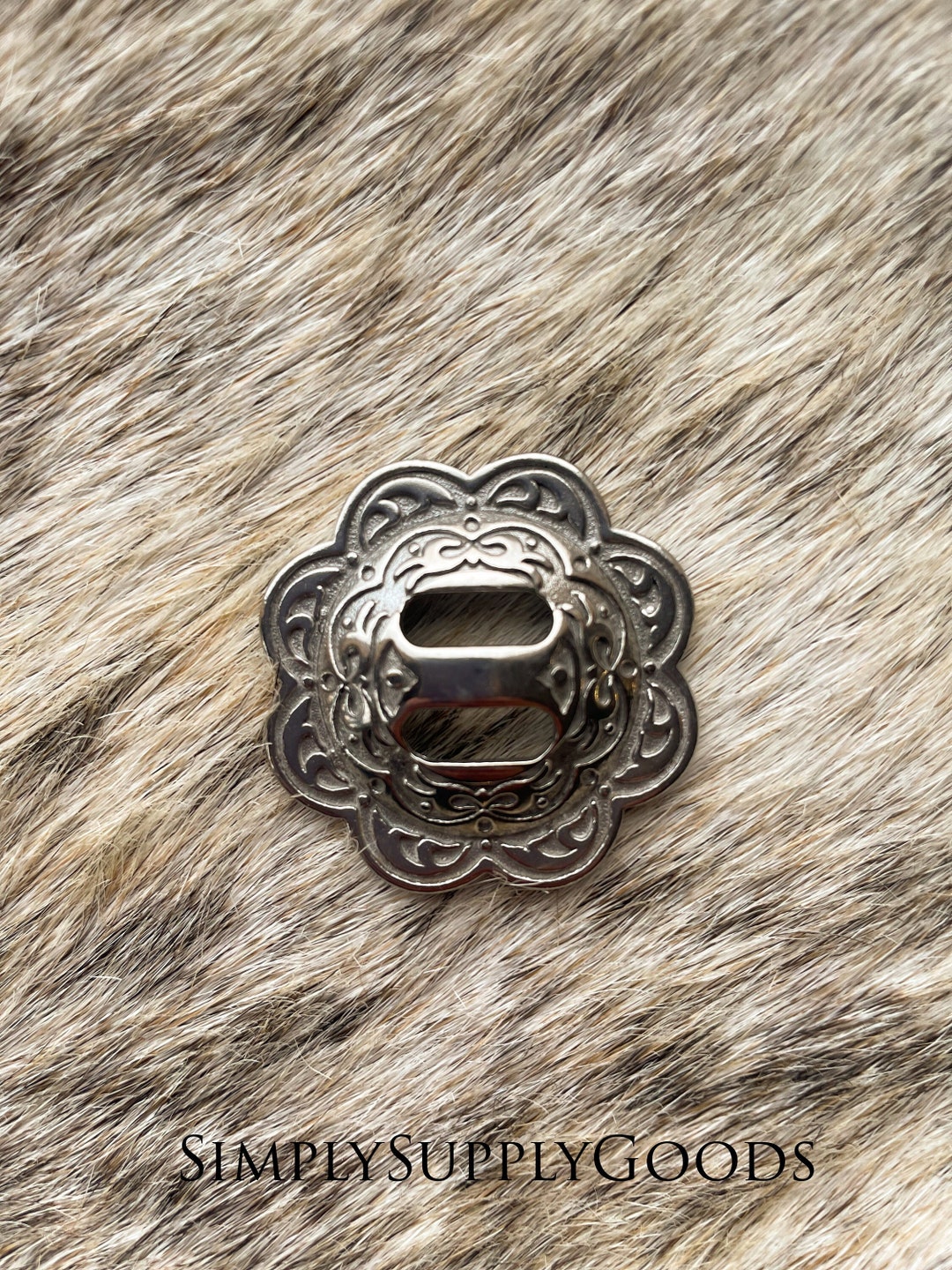 Horseshoe Brand Slotted Silver Stainless Steel Concho, Tack Making ...