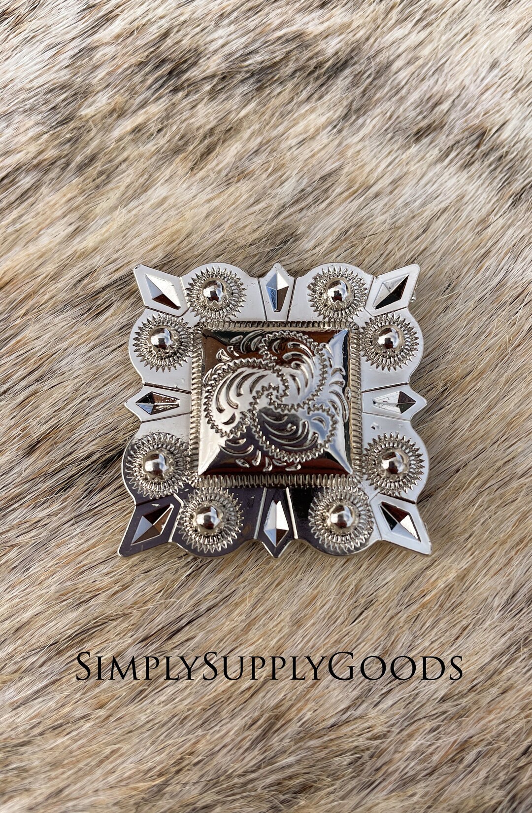 Silver Square Berry Concho, Leather Making Concho, Tack Making ...