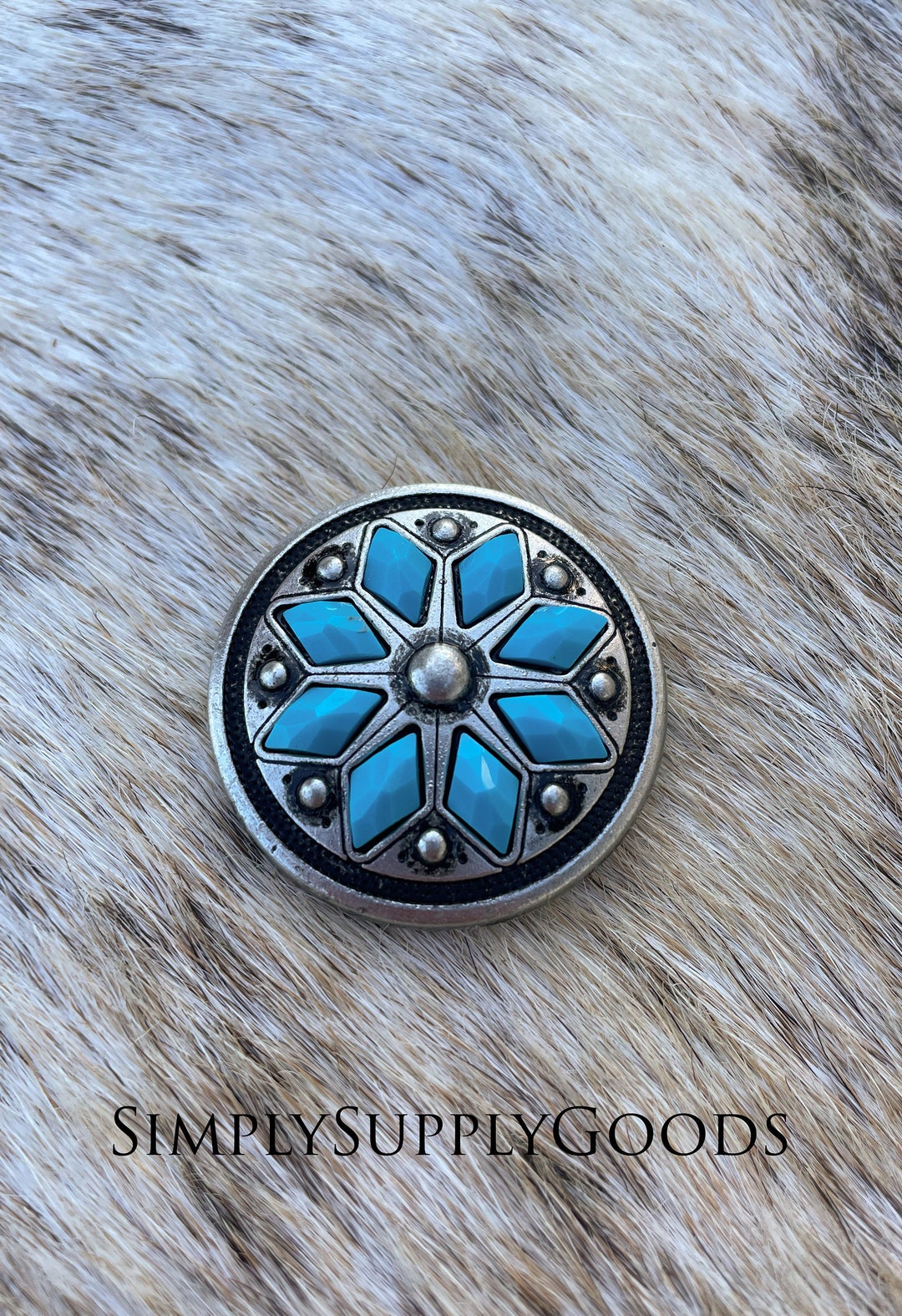 Antique Silver Turquoise Concho, Western Concho, Leather Making ...