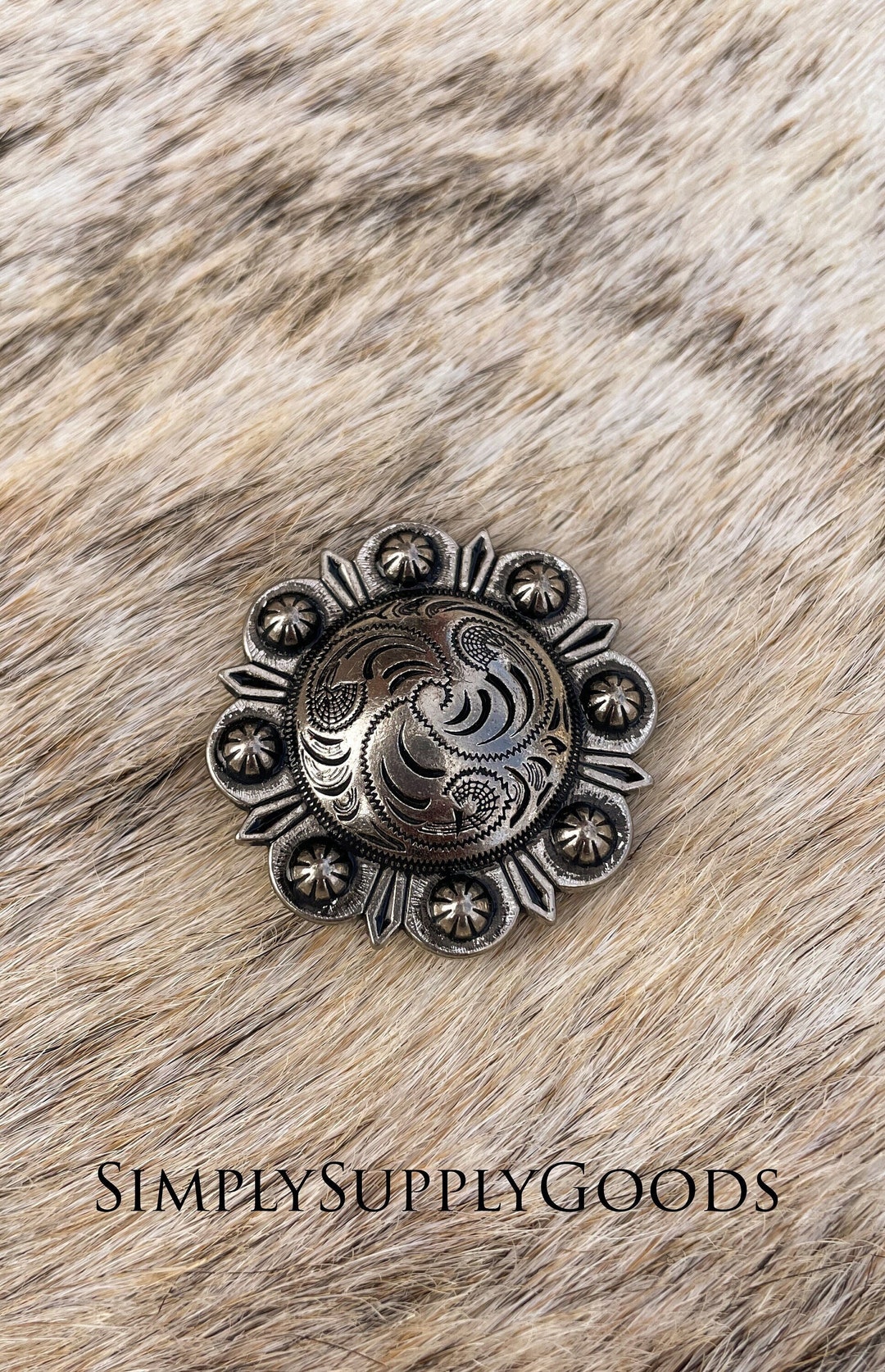 Antique Silver Berry Concho, Western Berry Concho, Replacement Concho ...
