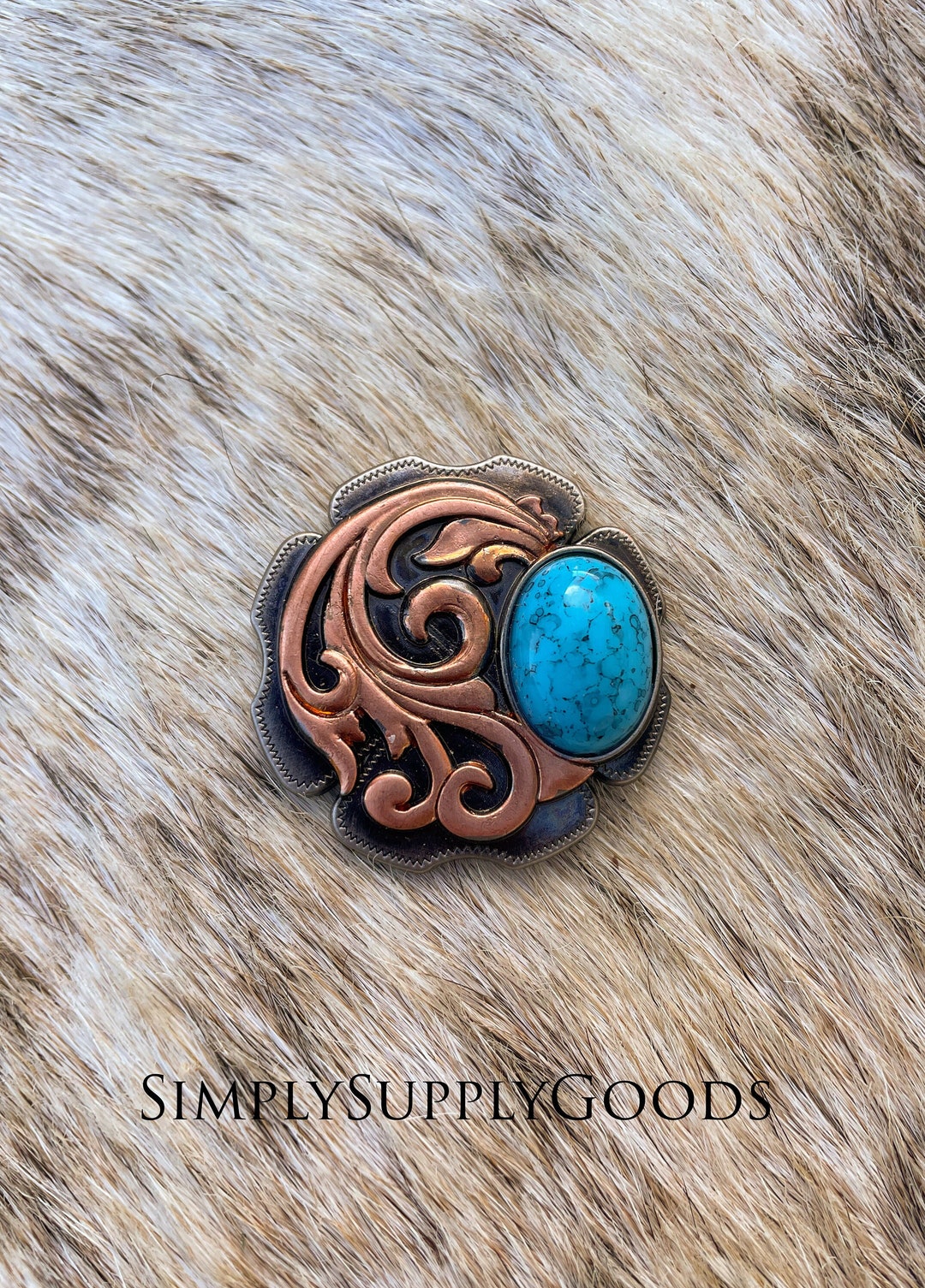 Blue Stone & Copper Concho, Western Concho, Leather Making Concho - Etsy