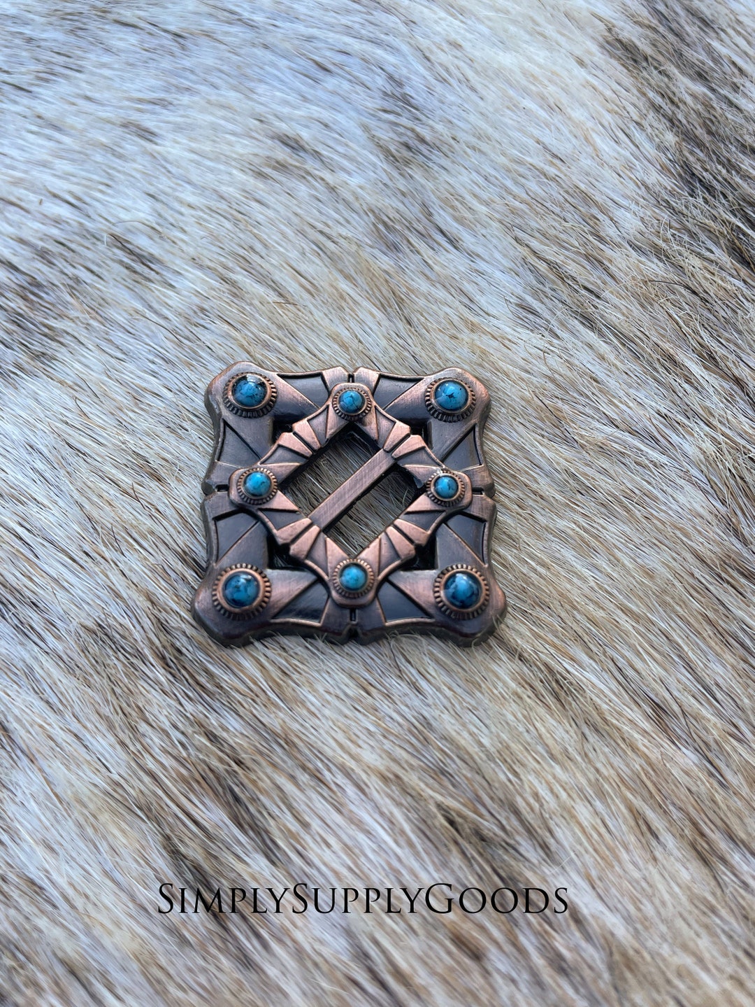 Antique Copper Square Slotted Concho, Tack Making Concho, Western ...