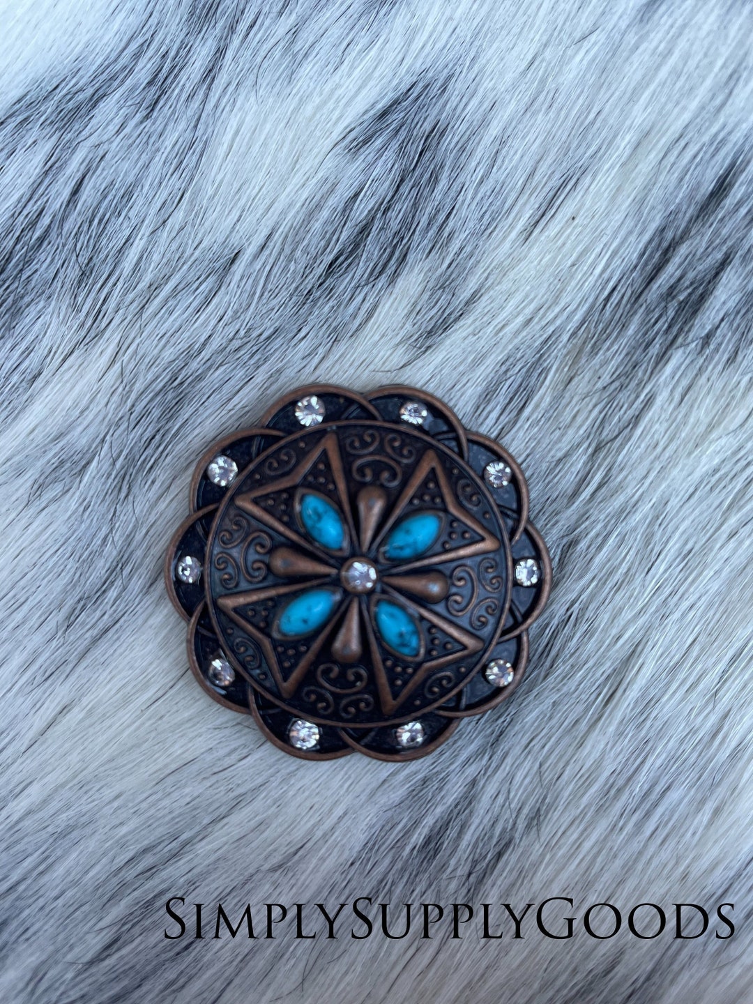 Turquoise Antique Copper Concho Western Concho - Etsy