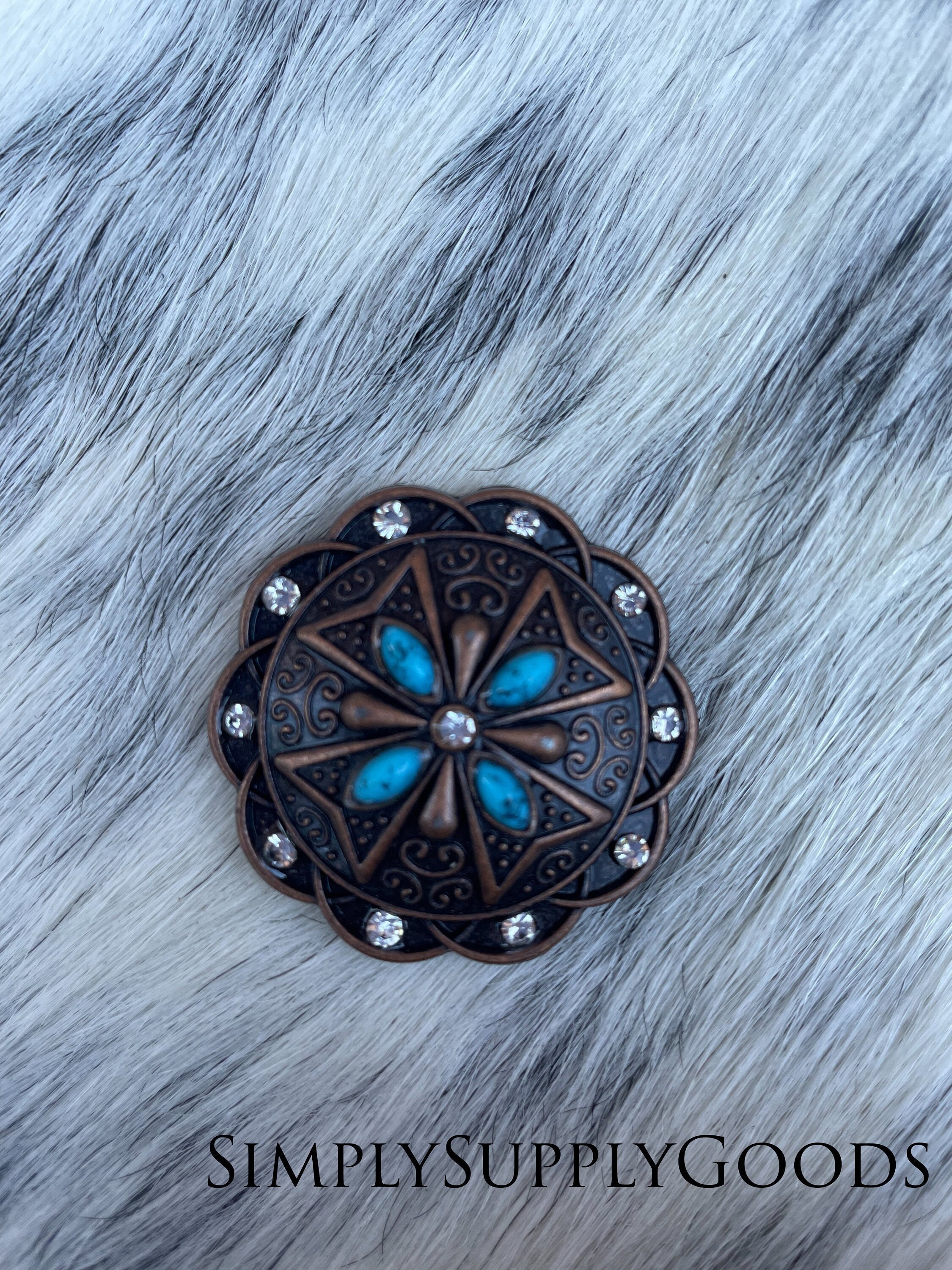 Turquoise Antique Copper Concho Western Concho - Etsy