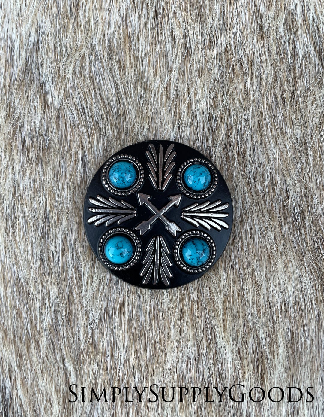Black and Turquoise Arrow Concho, Western Concho, Replacement Concho ...