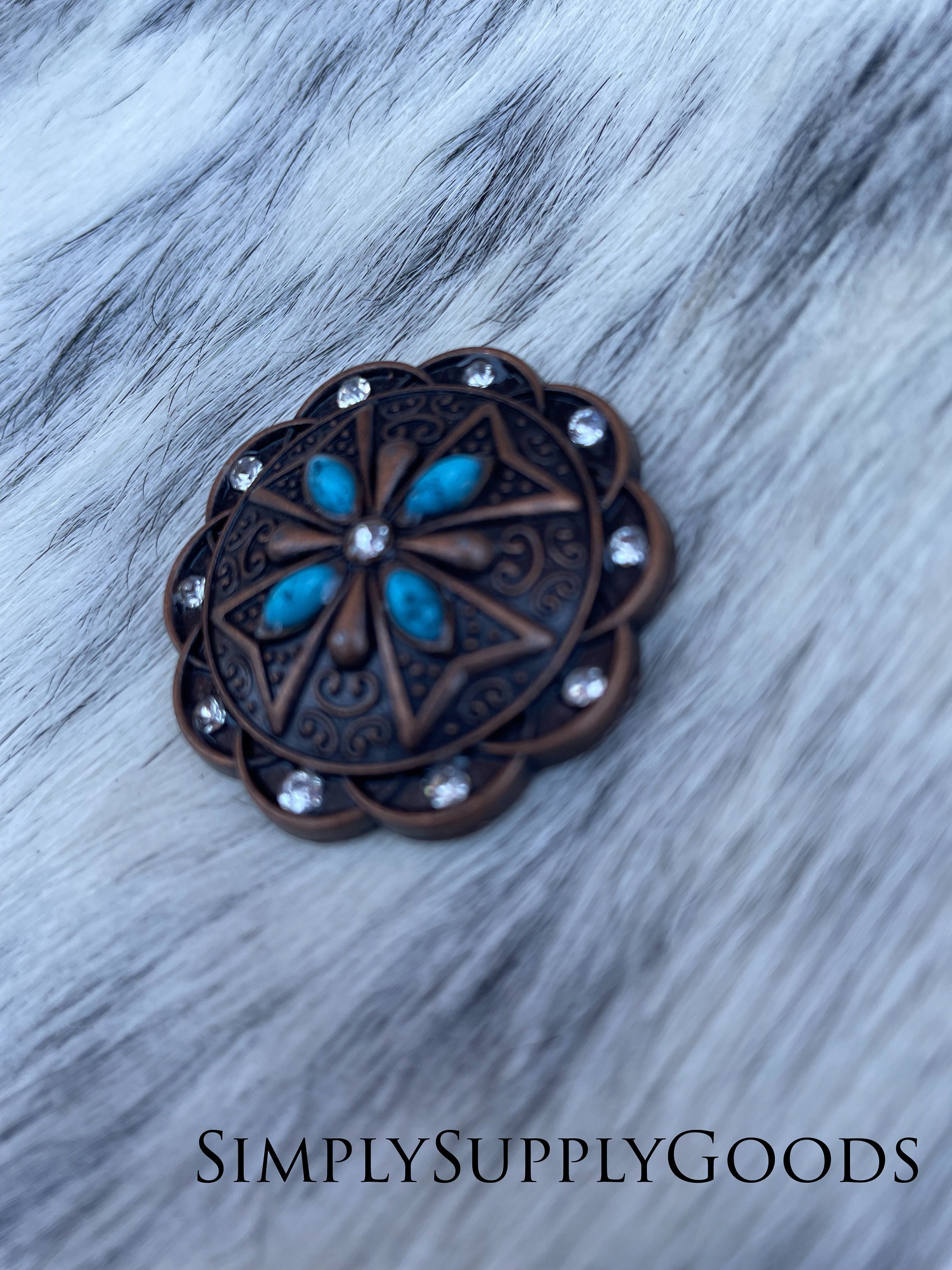 Turquoise Antique Copper Concho Western Concho - Etsy