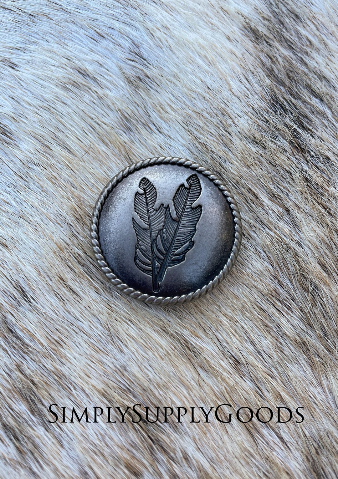 Antique Silver Feather Concho, Leather Making Concho, Western Concho ...