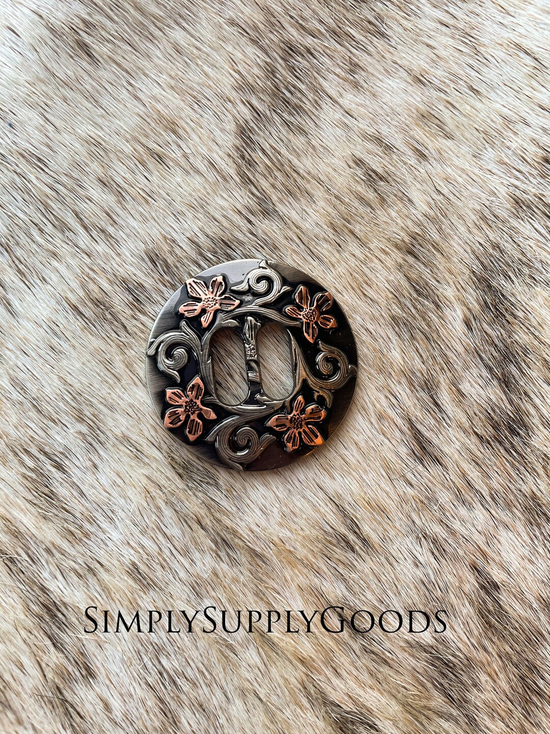 Antique Copper Floral Slotted Concho - Western Concho - Leather Making ...