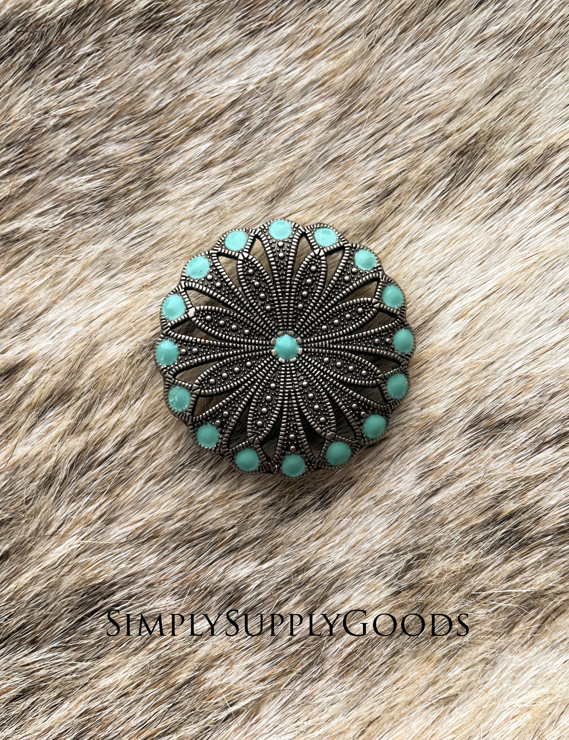 Antique Silver and Turquoise Concho, Tack Making Concho, Leather ...