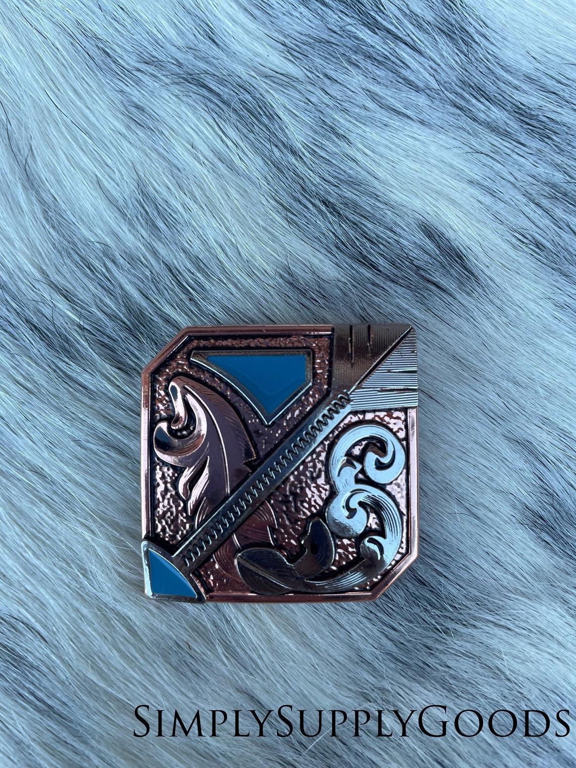 Blue Stone Rose Gold Concho, Western Concho, Leather Concho ...