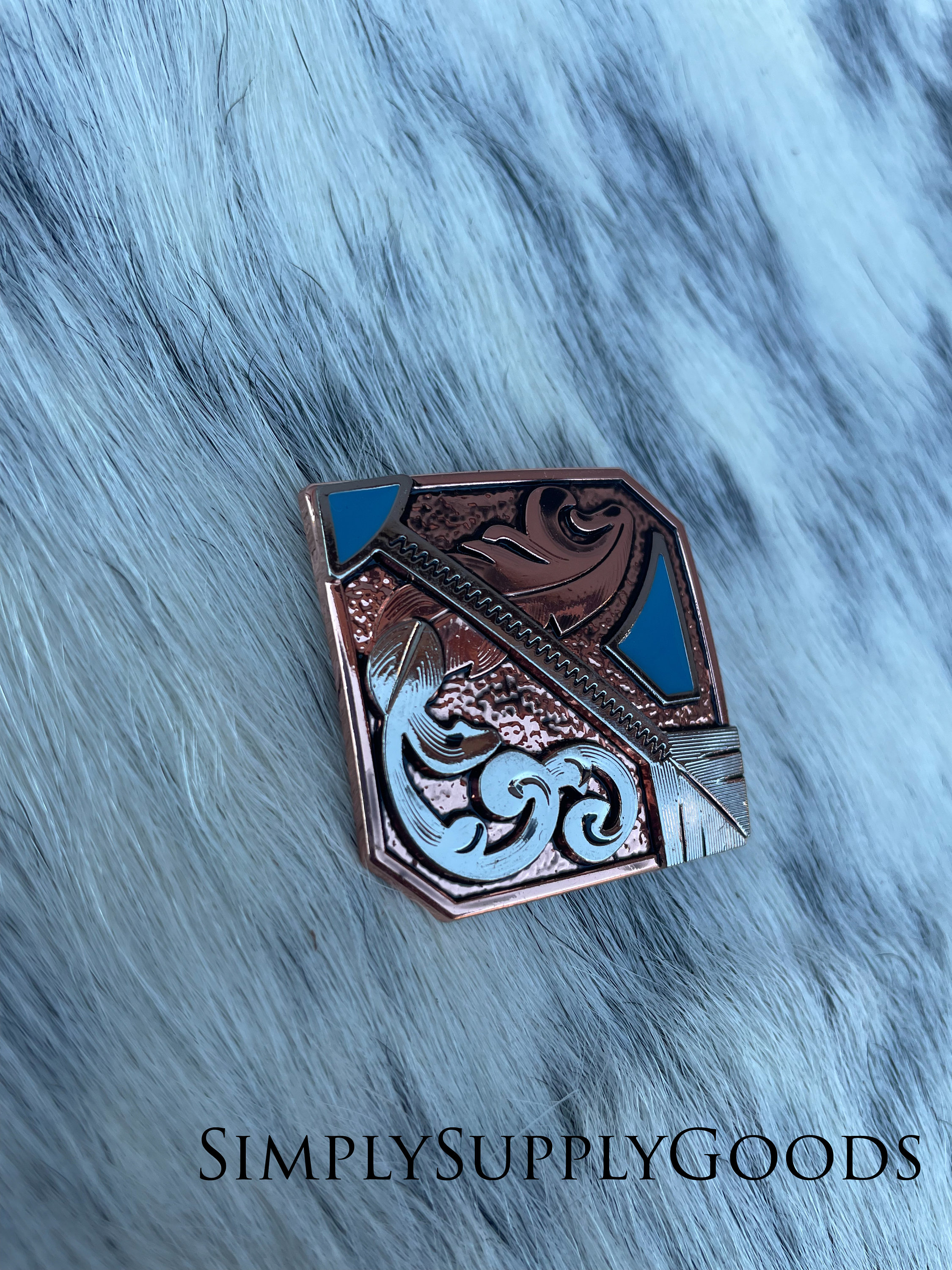 Blue Stone Rose Gold Concho, Western Concho, Leather Concho ...