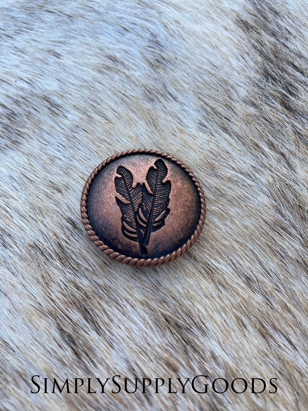 Copper Feather Concho, Leather Making Concho, Western Concho, Tack ...