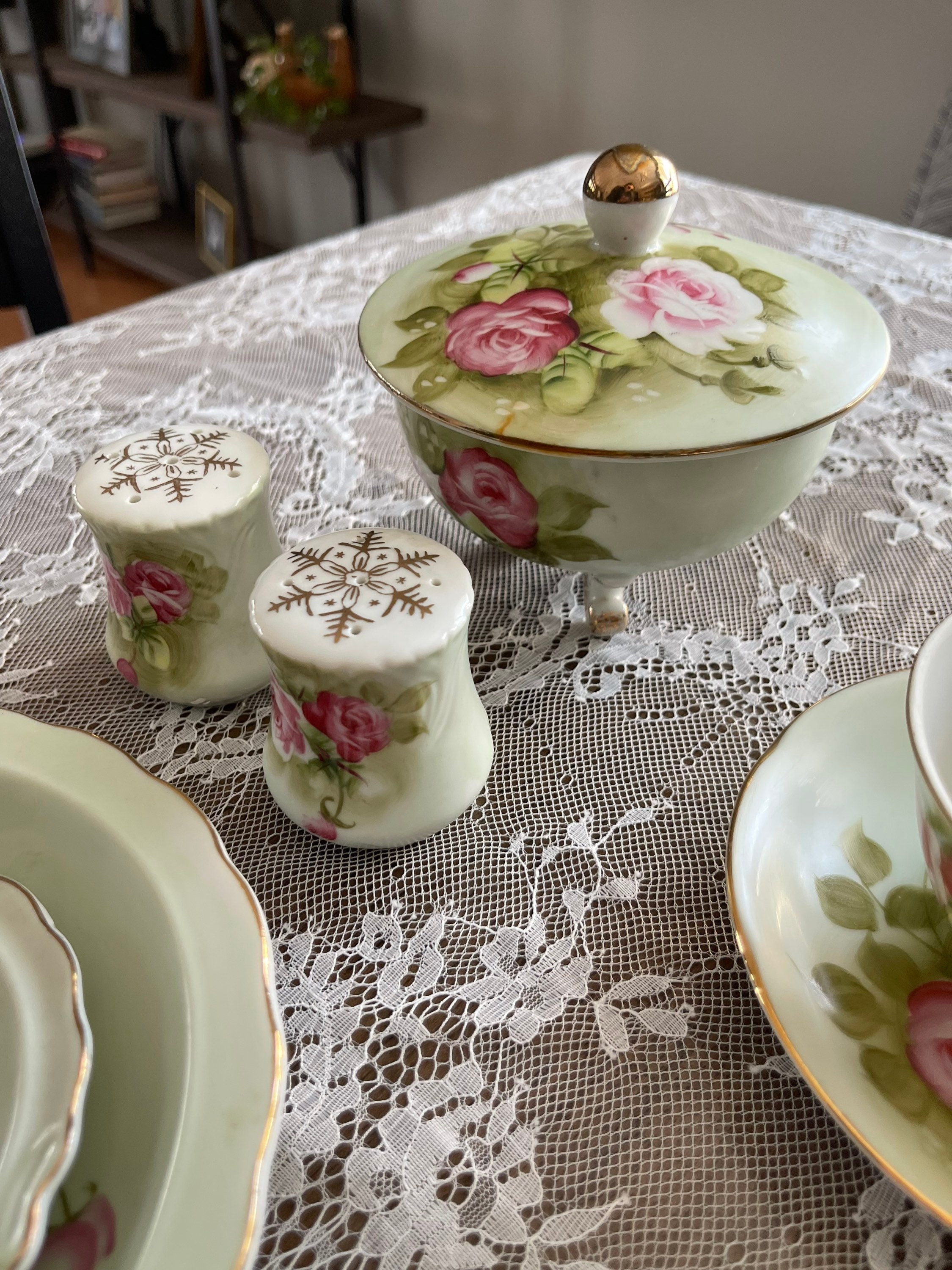 Vintage 33 Piece Lefton Hand Painted China. Green Heritage Rose 5680 - Etsy