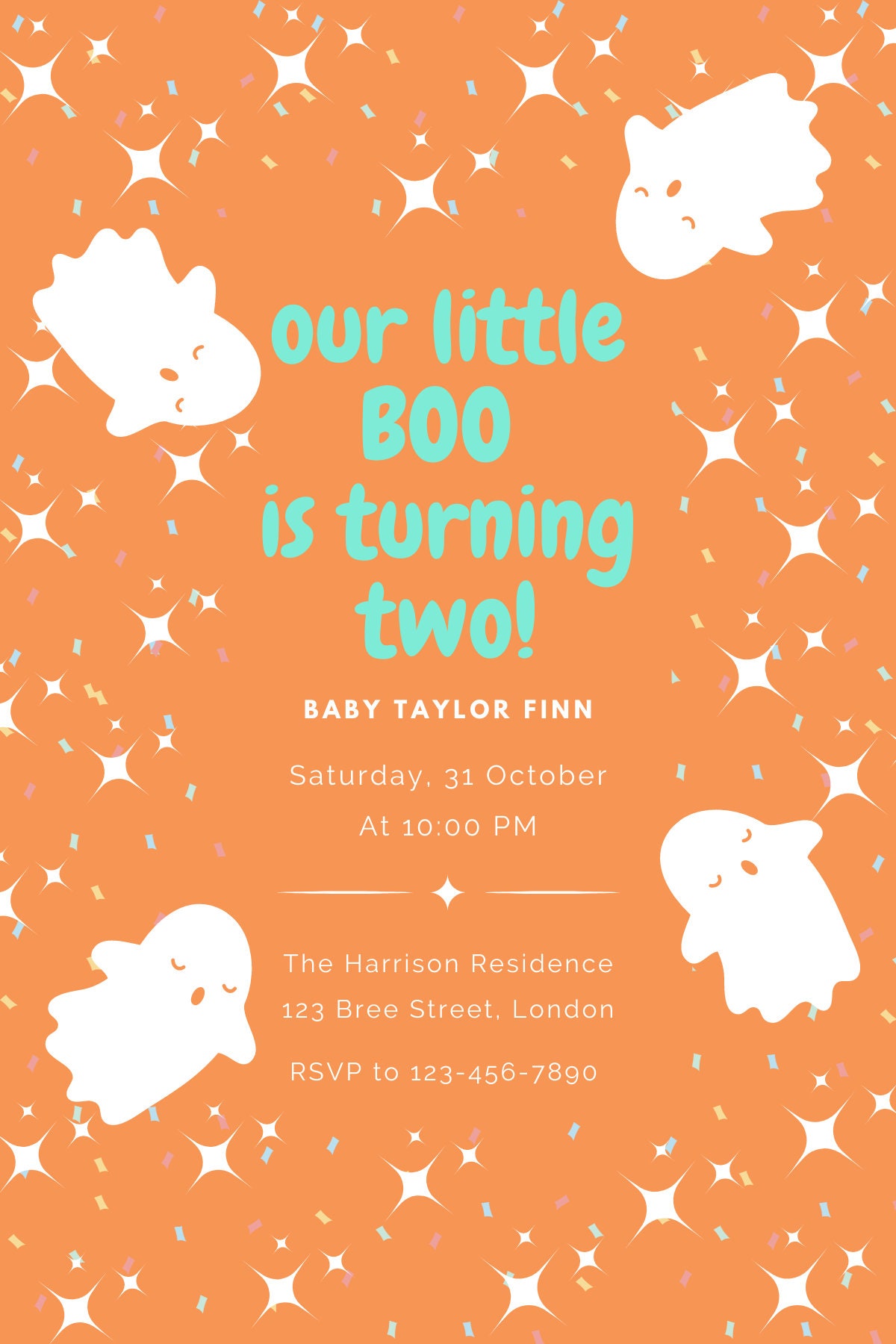 Our Little Boo is Turning Two Invitation Template Boy Girl Birthday ...