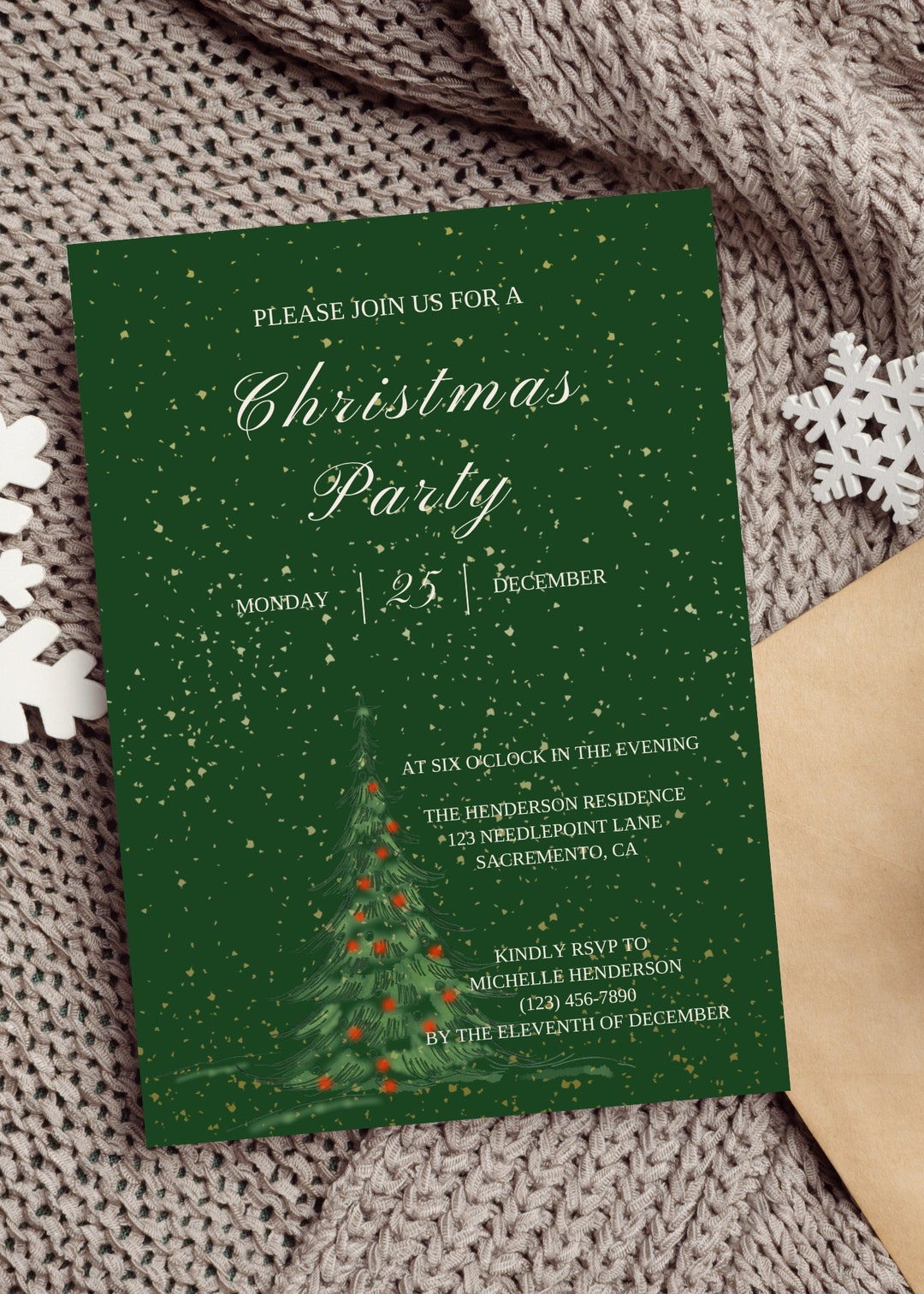 Editable Christmas Party Card Invitation Digital Download Canva ...