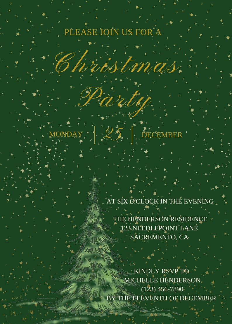Editable Christmas Party Invitation Canva Template Holiday Invitation ...