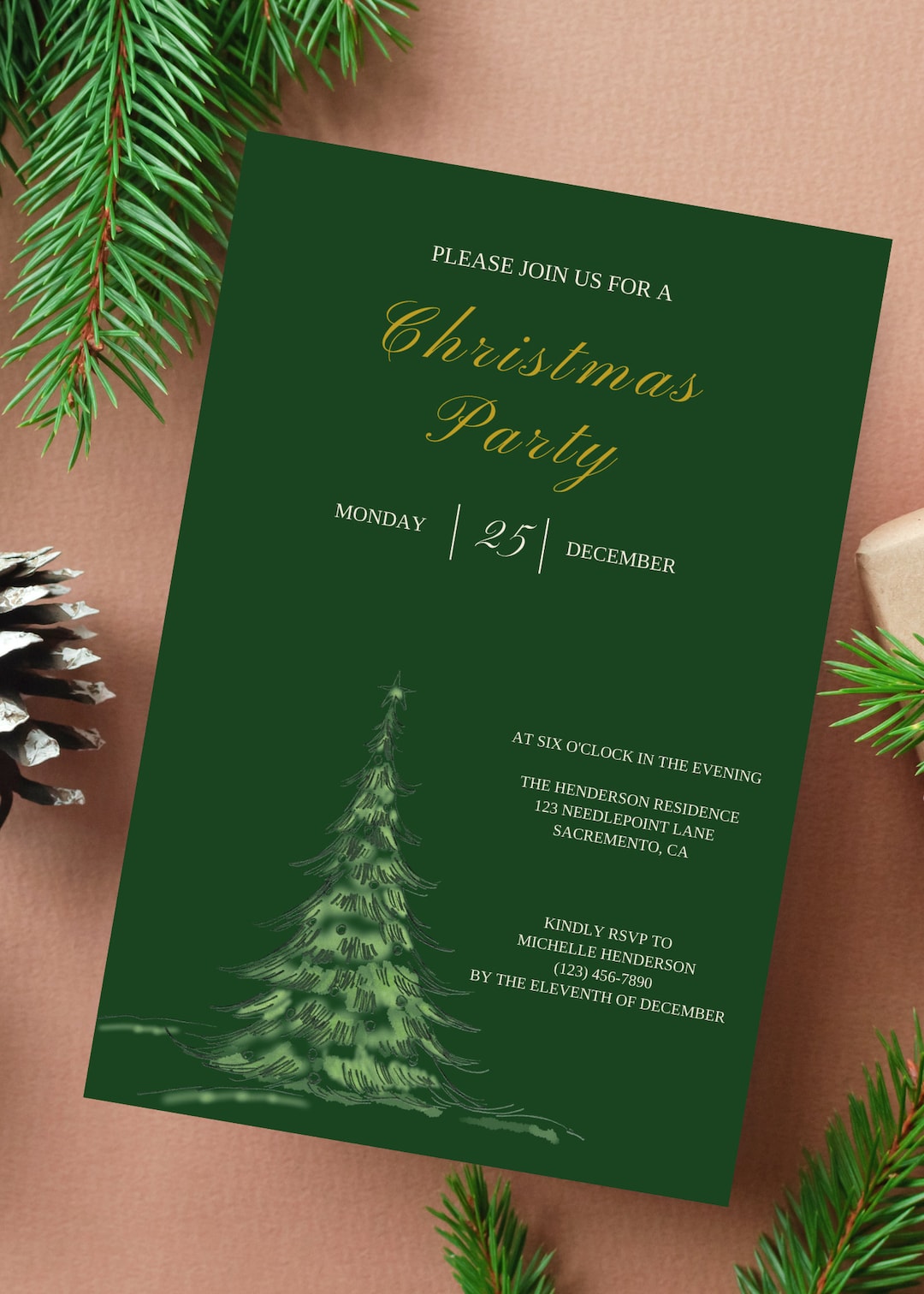 Editable Christmas Party Invitation Canva Template Holiday Party ...