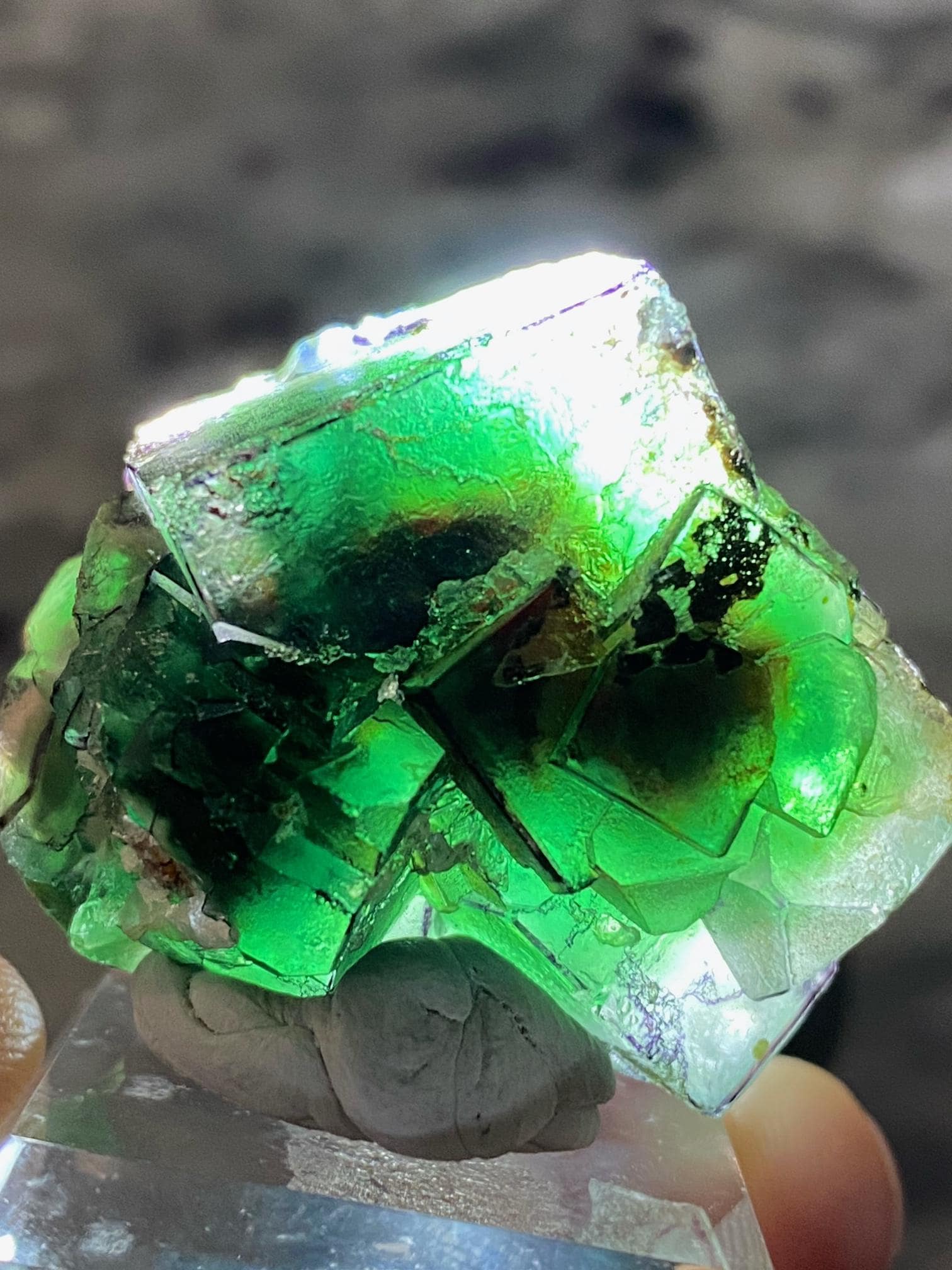 Emerald Green With Orange Core Fluorite Cluster From the Okorusu Mine ...