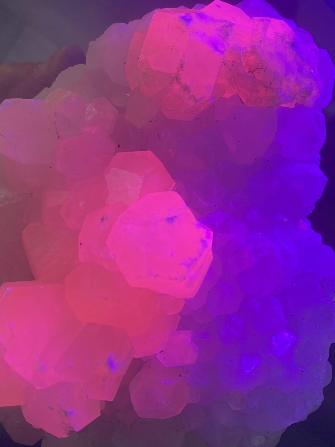 XL 2KG Bright Pink UV Benz Calcite and Quartz Crystal Cluster! See ...