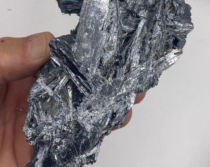 Top Quality Stibnite Cluster With White Barite on Matrix/ 122mm - Etsy