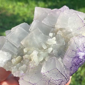 QR Code Cubic Fluorite Cluster With Calcite - Neon Purple UV Reactive ...