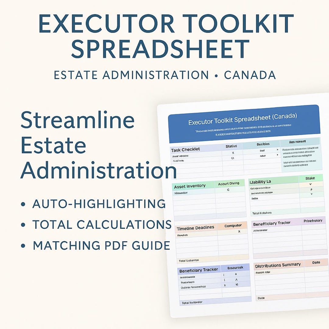 Canadian Executor Toolkit – Estate Administration Excel Spreadsheet ...