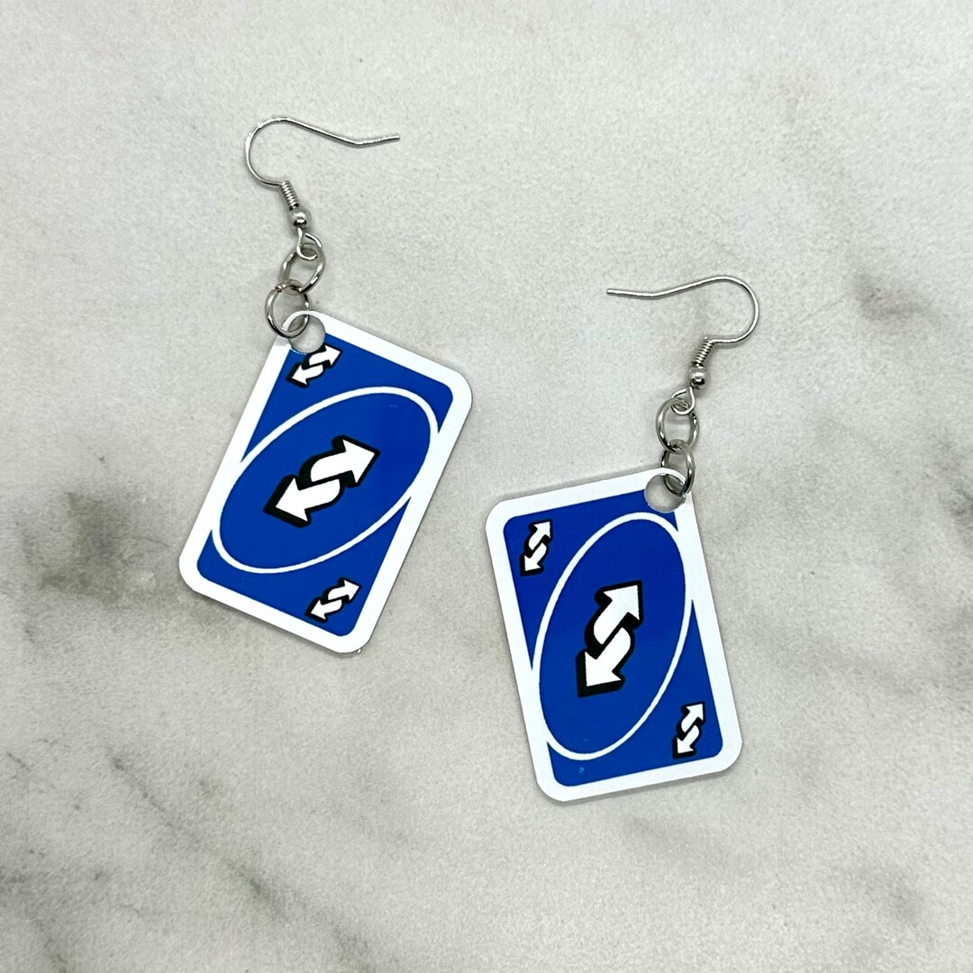Blue Uno Reverse Card Earrings - Etsy