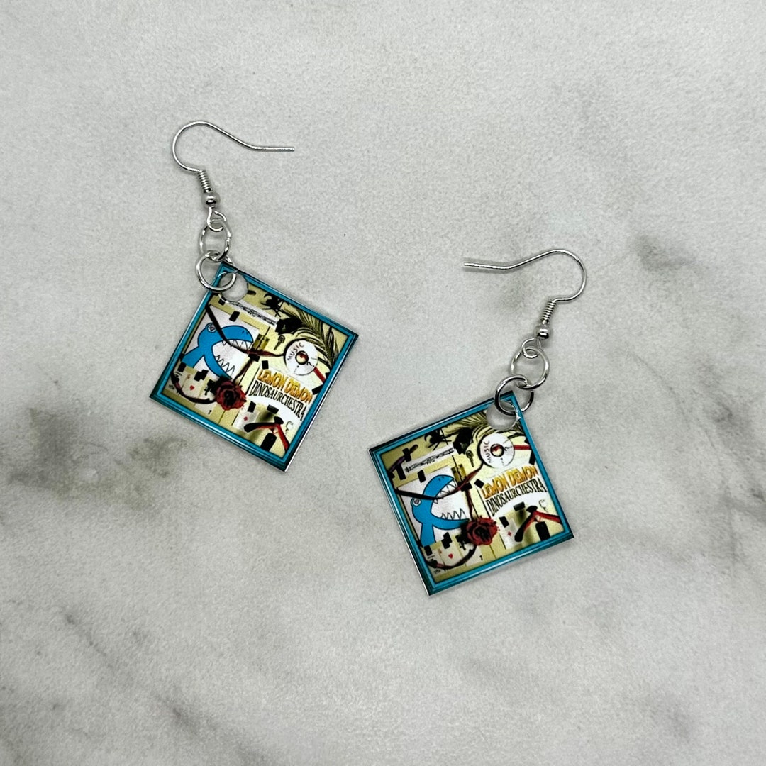Lemon Demon Dinosaurchestra Album Cover Earrings - Etsy