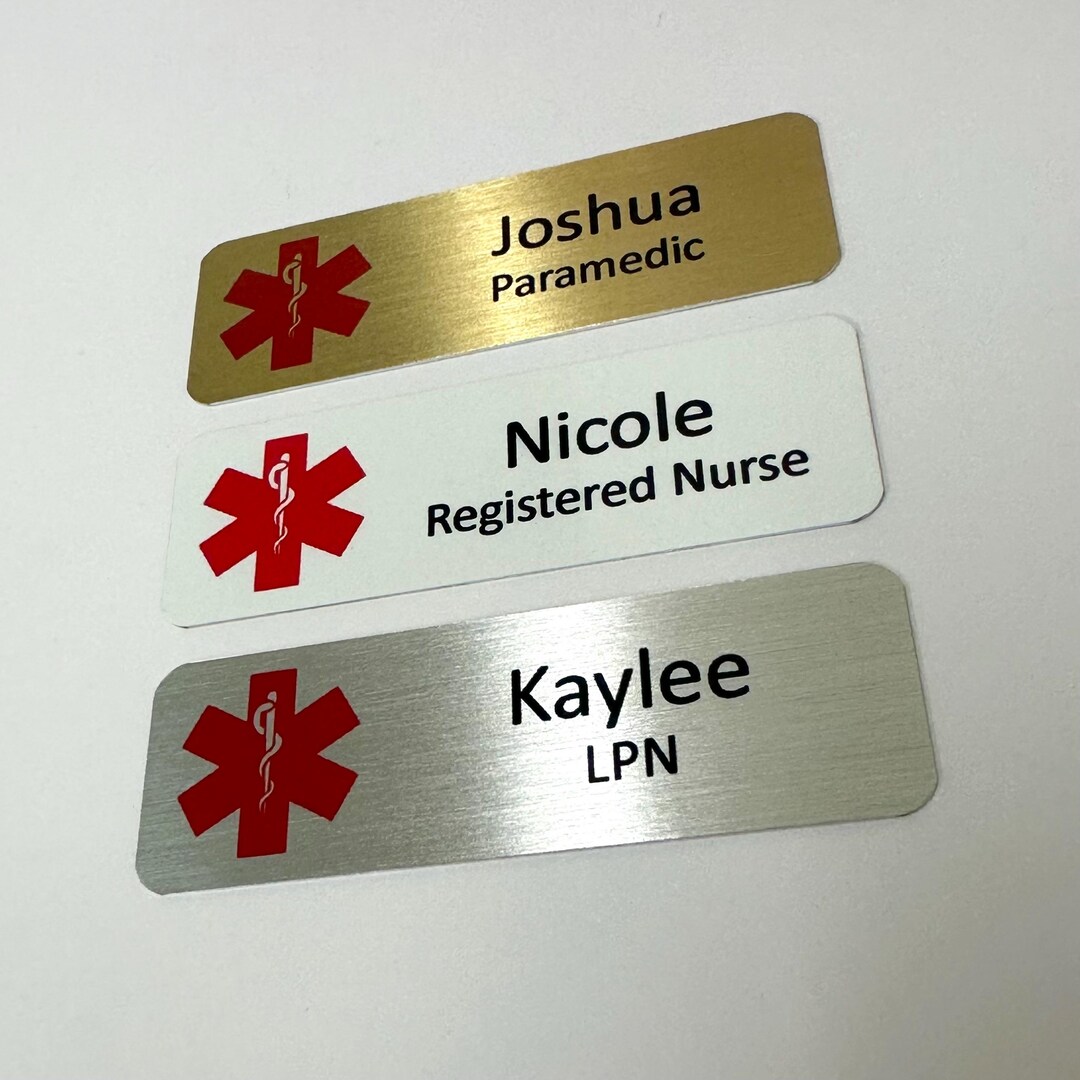 Name Tags for Healthcare or Medical Field Personalized Magnetic or Pin ...
