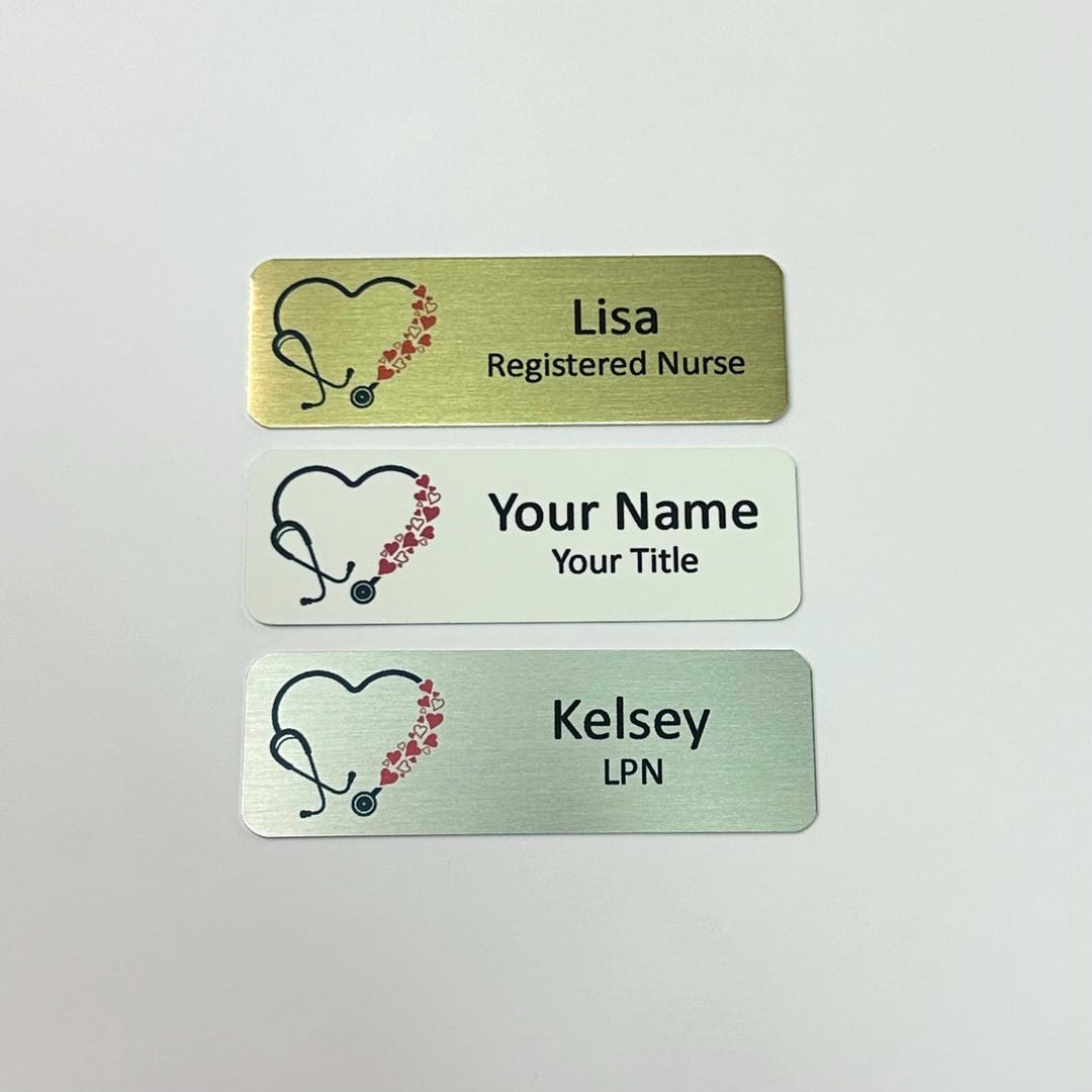 Medical Stethoscope Heart Name Tags | Name Badges for Work ...