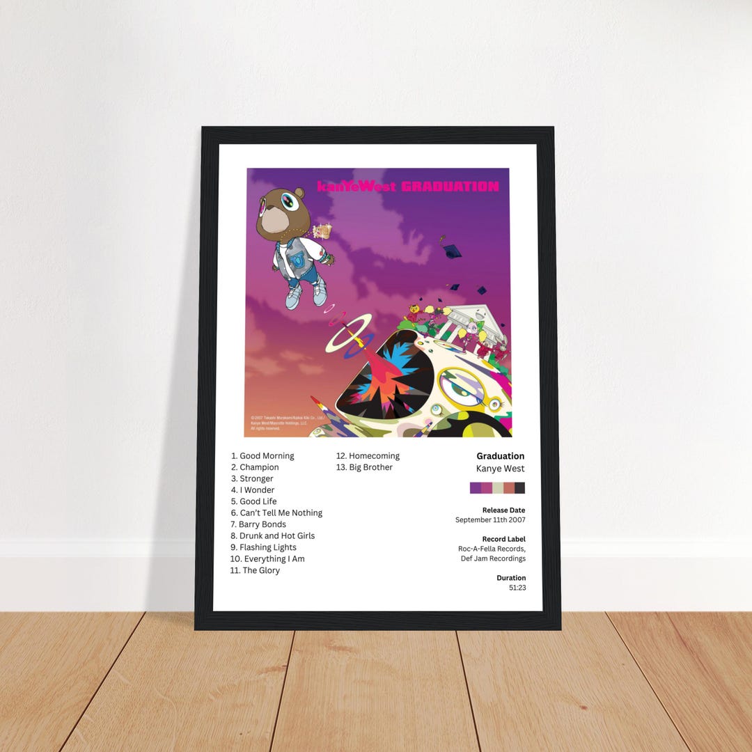 Kanye West - Graduation Poster | Album Cover Wall Art | Tracklist Music ...