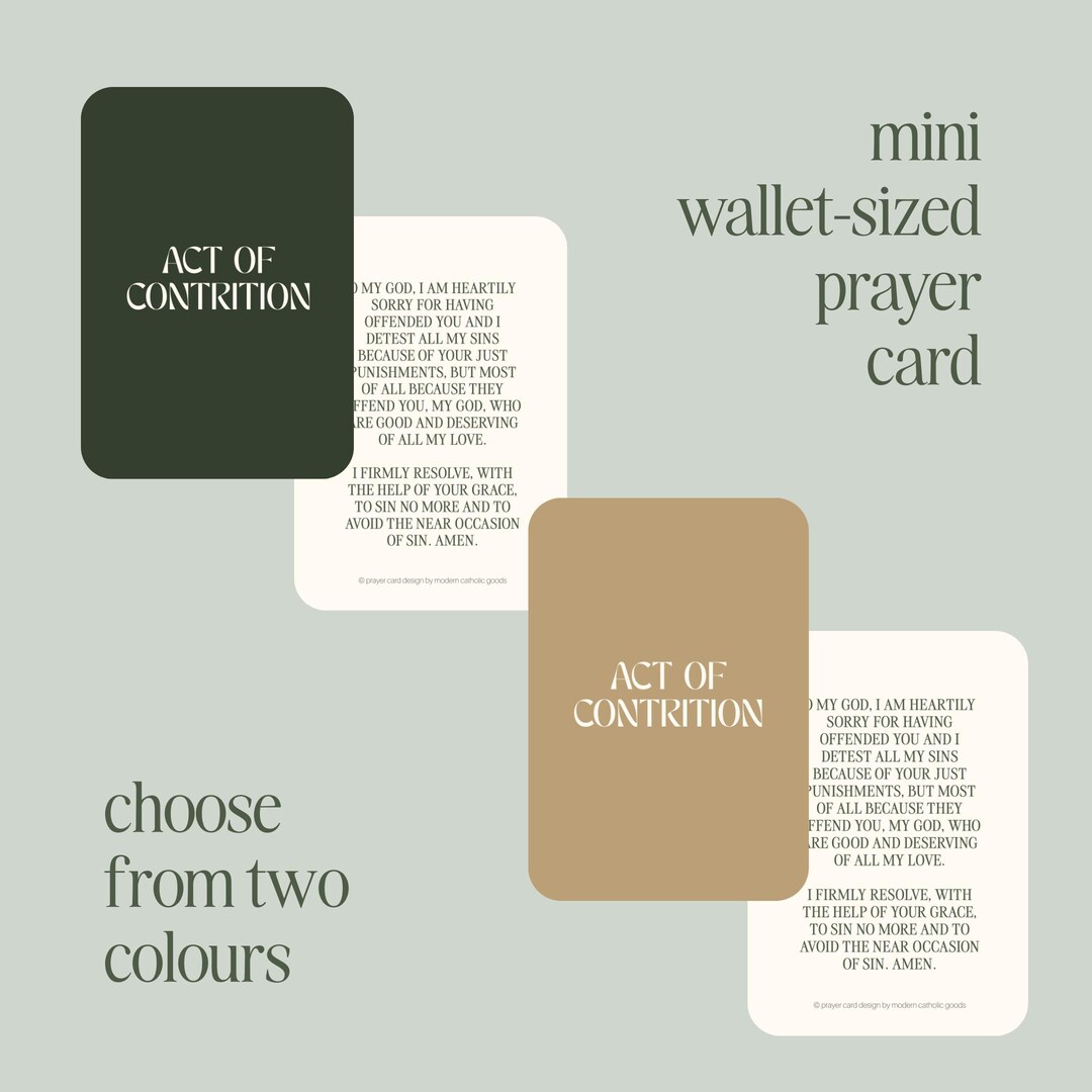 Act of Contrition Mini Prayer Card - Etsy