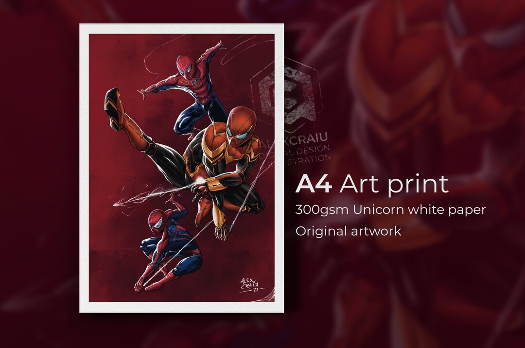 Spider-men A4 Original Art Print | Spider-man Wall Art | Marvel ...