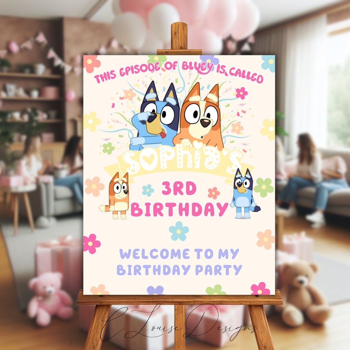 Editable Bluey Welcome Sign for Girl Blue Dog Birthday Sign Bluey ...