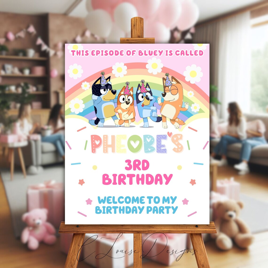 Editable Bluey Welcome Sign for Girl Blue Dog Birthday Sign Bluey ...
