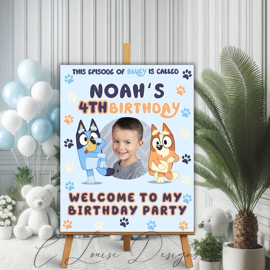 Editable Bluey Welcome Sign for Boy Bluey Dog Birthday Sign Bluey ...