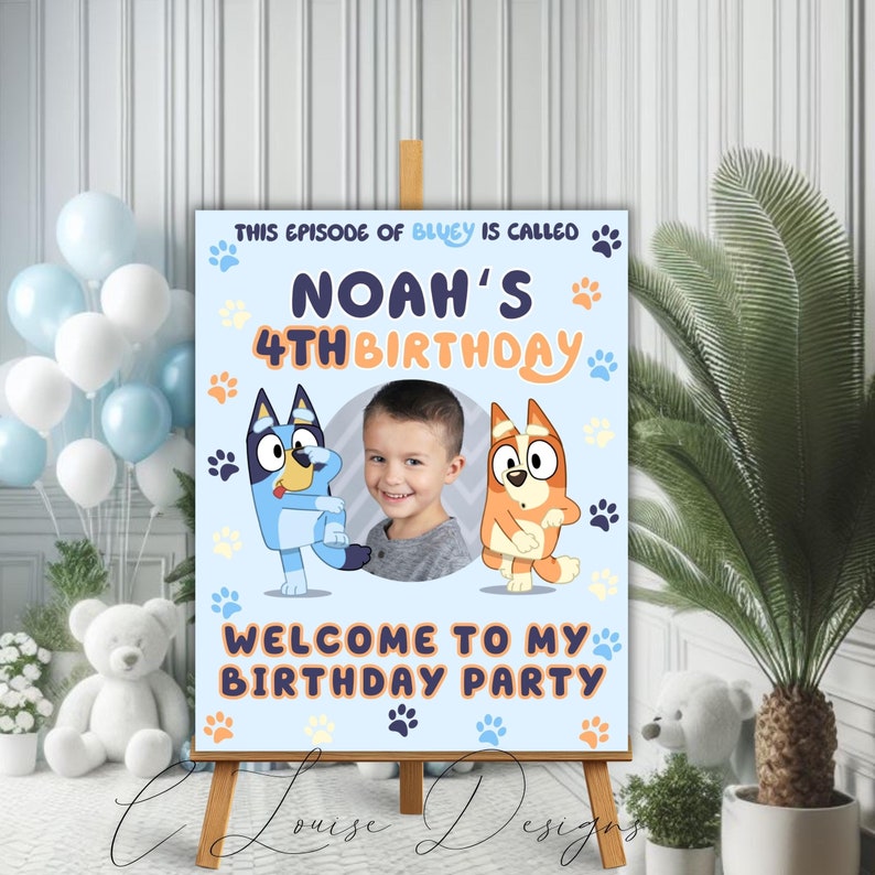 Editable Bluey Welcome Sign for Boy Bluey Dog Birthday Sign Bluey ...