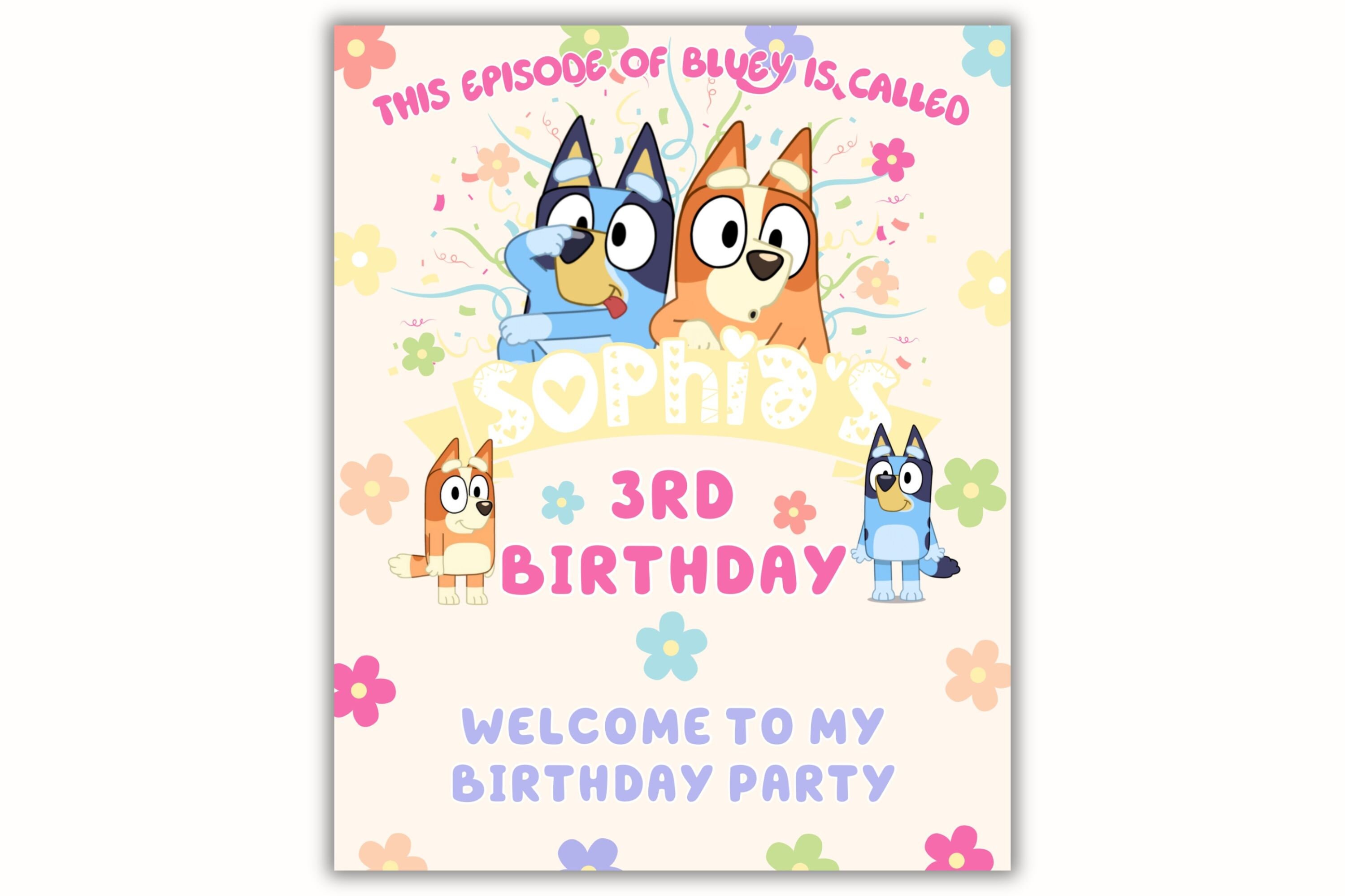 Editable Bluey Welcome Sign for Girl Blue Dog Birthday Sign Bluey ...