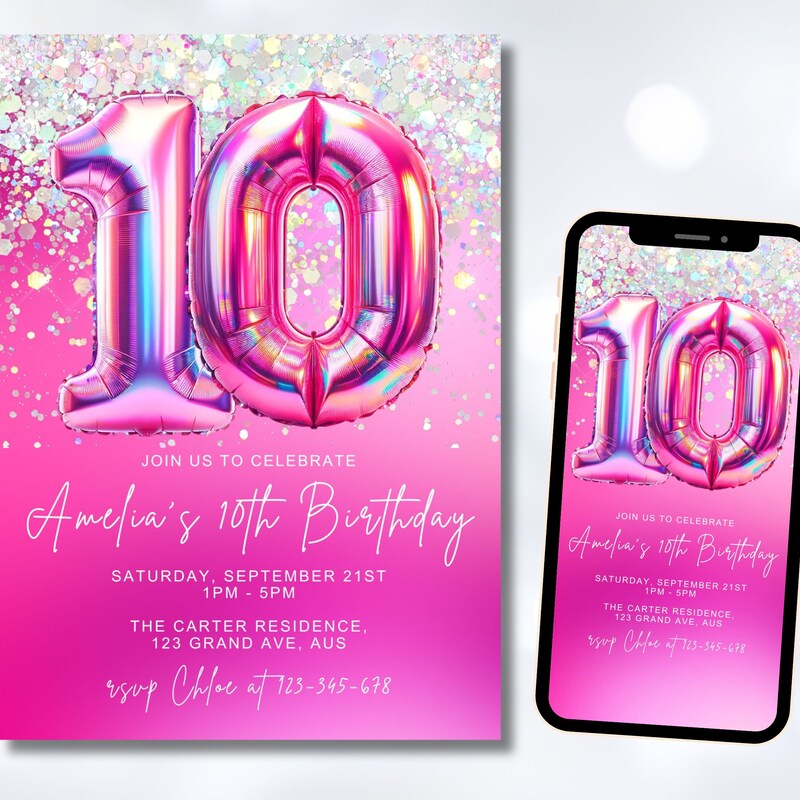 10th Birthday Invitation - Etsy