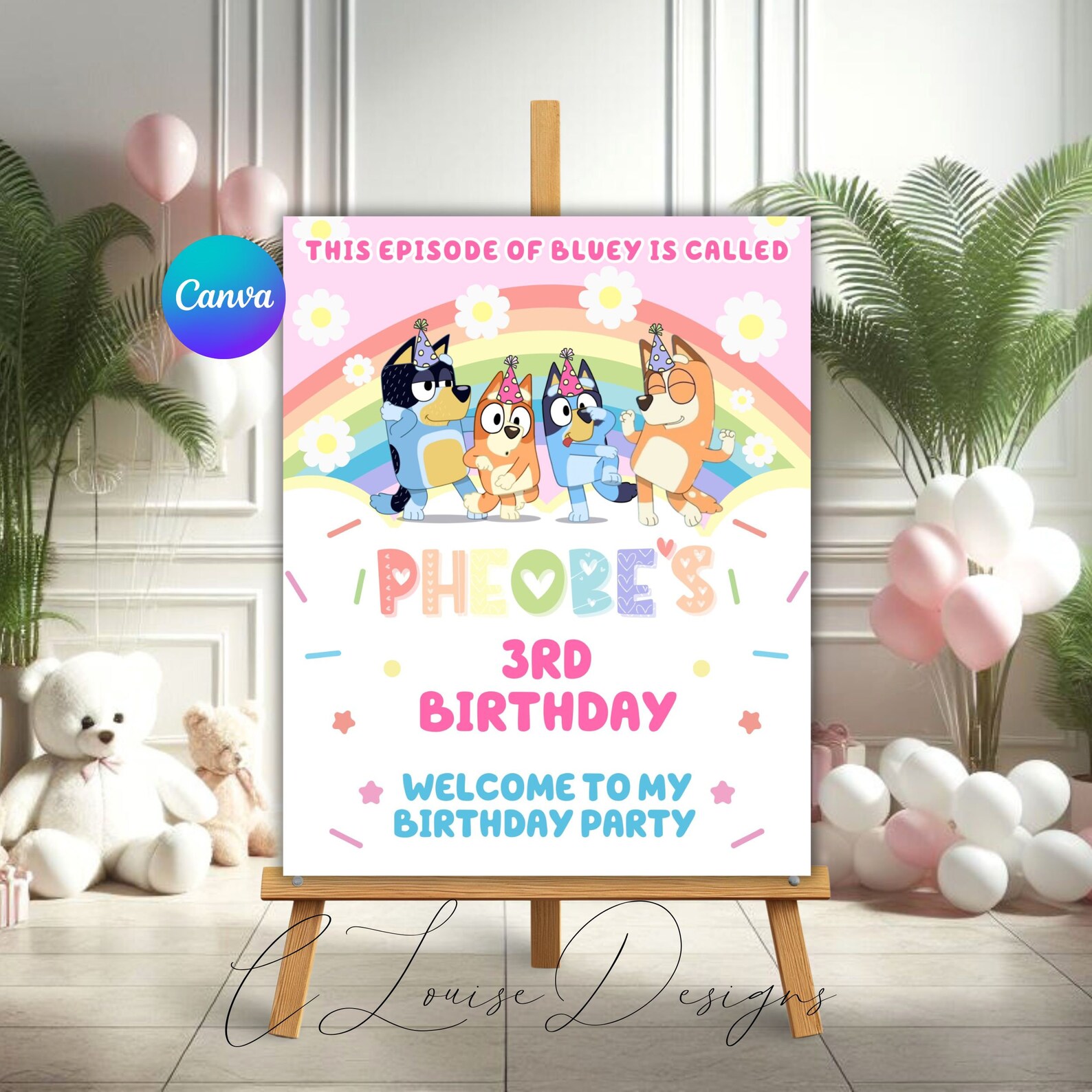 Editable Bluey Welcome Sign for Girl Blue Dog Birthday Sign Bluey ...