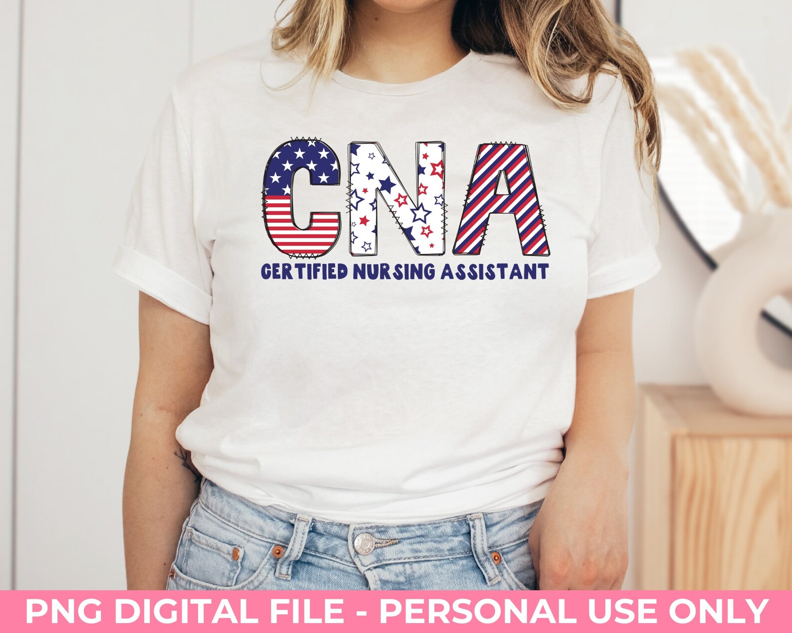 CNA July 4th Usa Flag PNG Sublimation Certified Nursing - Etsy