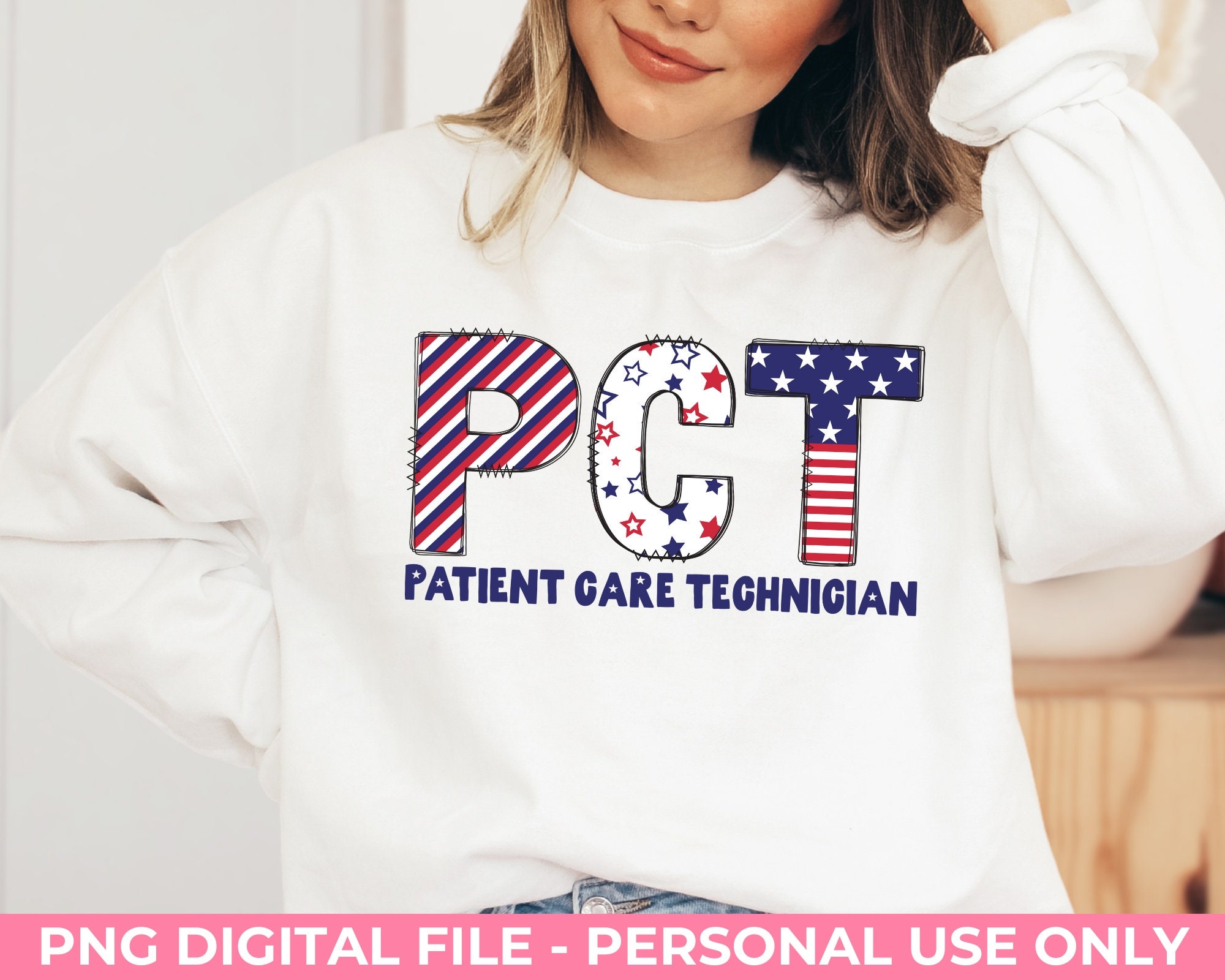 PCT July 4th Usa Flag PNG Sublimation, Patient Care Tech 4th of July ...
