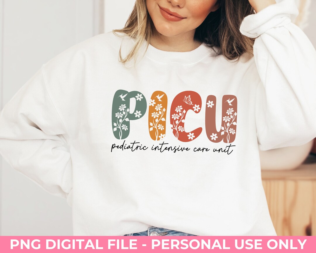 PICU Nurse Floral PNG Sublimation Gift, Picu Boho Tshirt Tumbler PNG ...