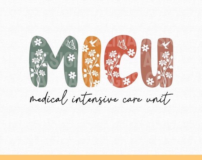 Micu Nurse Floral PNG Sublimation Gift, Micu Boho Tshirt Tumbler PNG ...