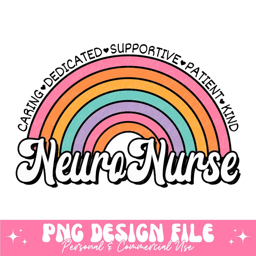 Neuro Nurse Rainbow Png, Neuro Nurse Shirt Png, Retro Neurology Nurse ...
