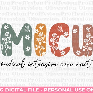 Micu Nurse Floral PNG Sublimation Gift Micu Boho Tshirt - Etsy