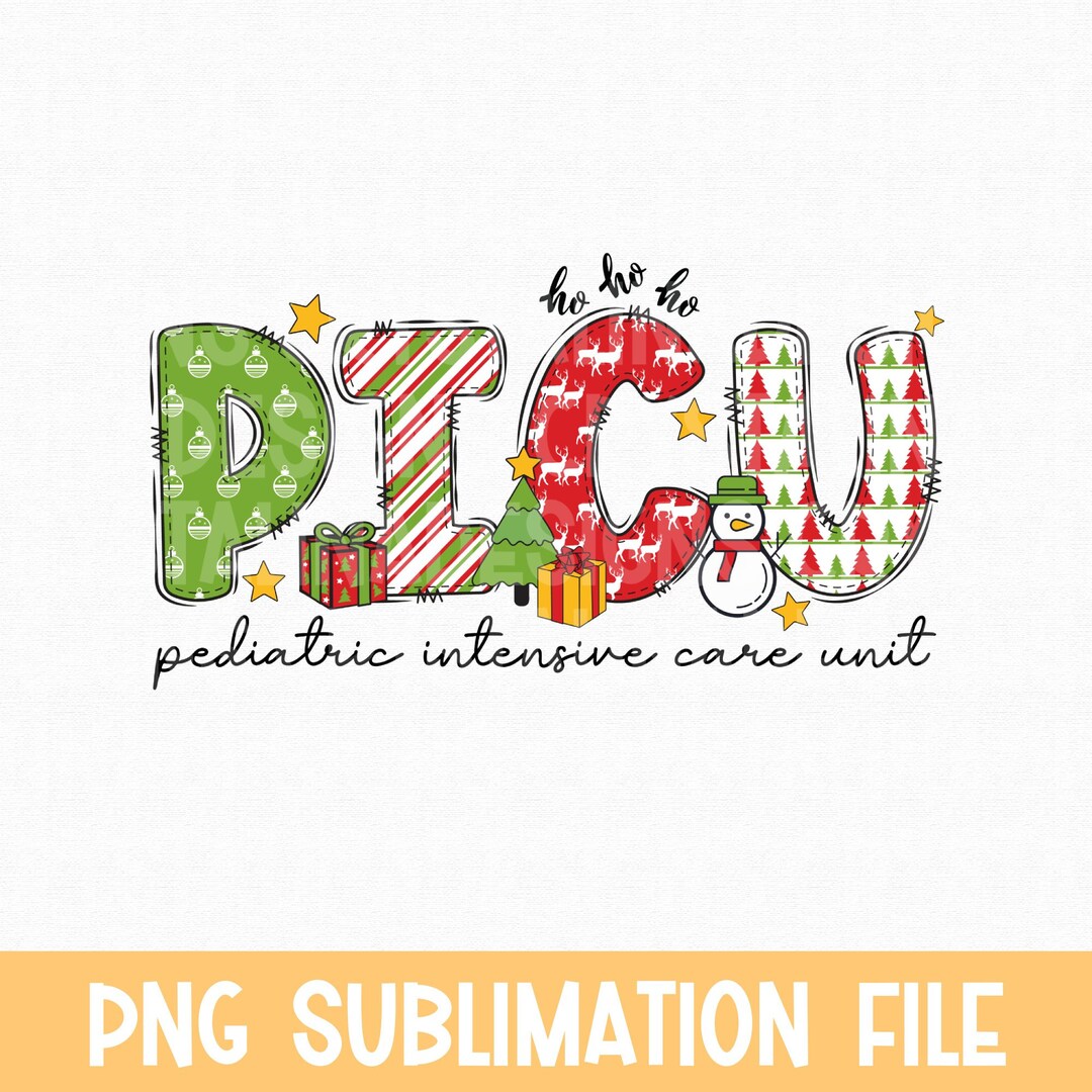 PICU Christmas PNG Sublimation File, Christmas PICU Nurse Xmas T-shirt ...