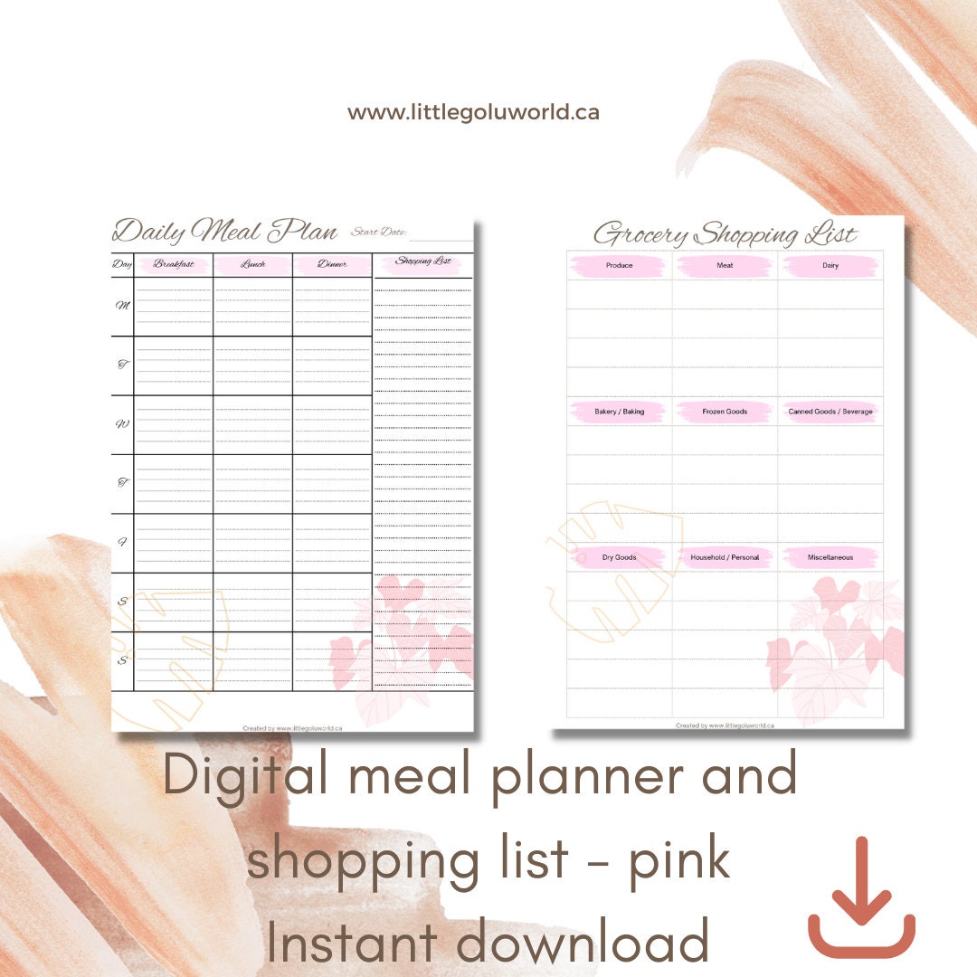 Meal Planner Printable/fillable | PDF Daily Food Diary | Meal Tracker ...