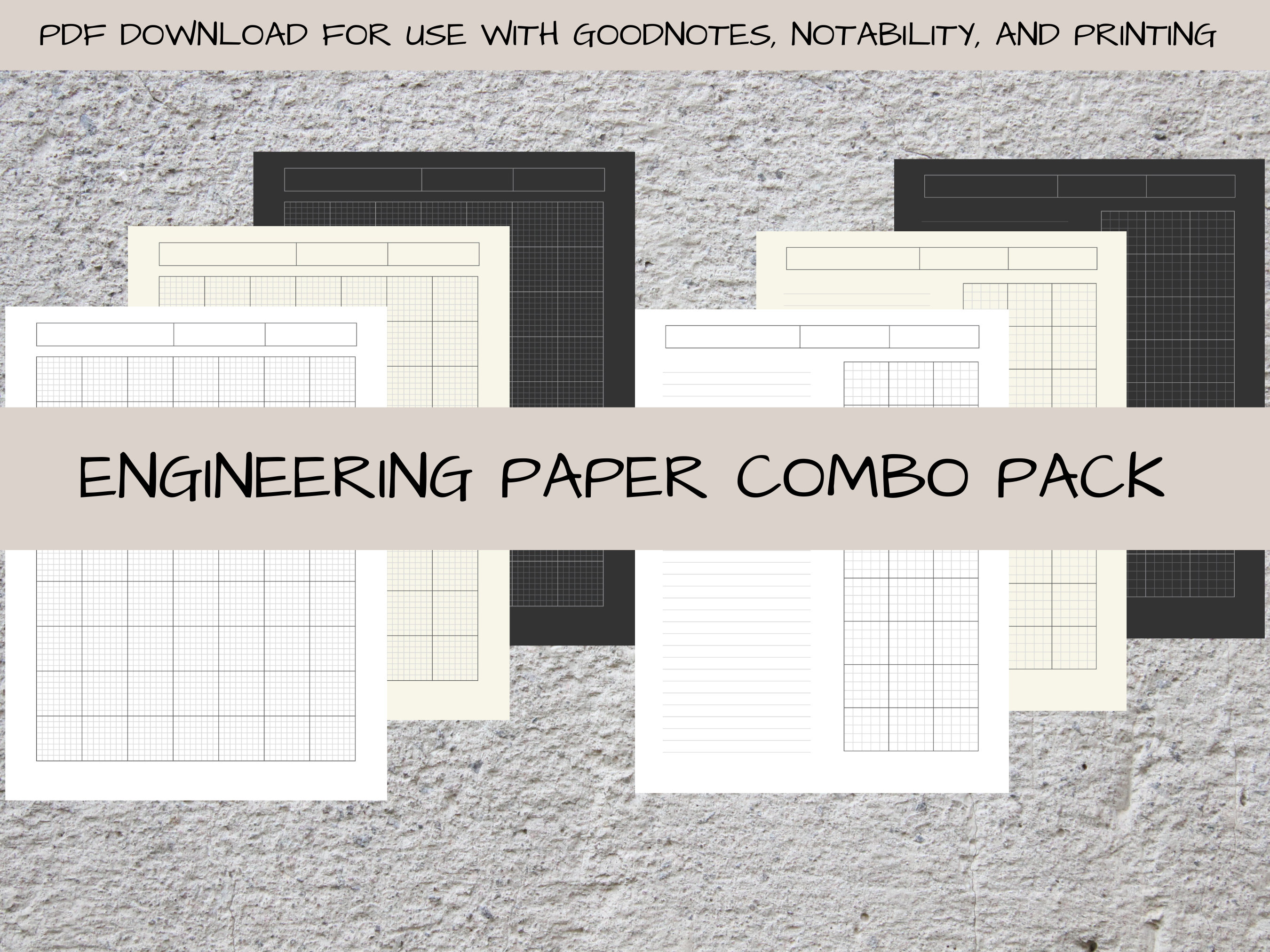 Digital Lined & Engineering Paper Combo Pack Download for Lecture Notes ...